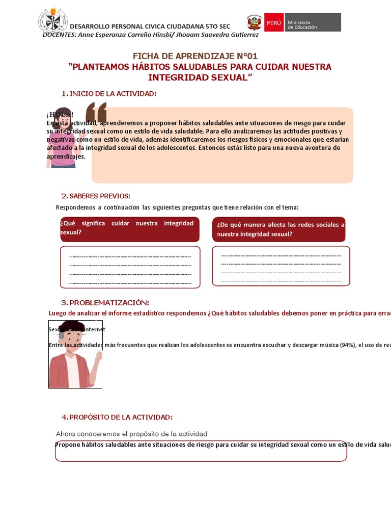 Ficha de Aprendizaje N°01 - 5to Grado | PDF