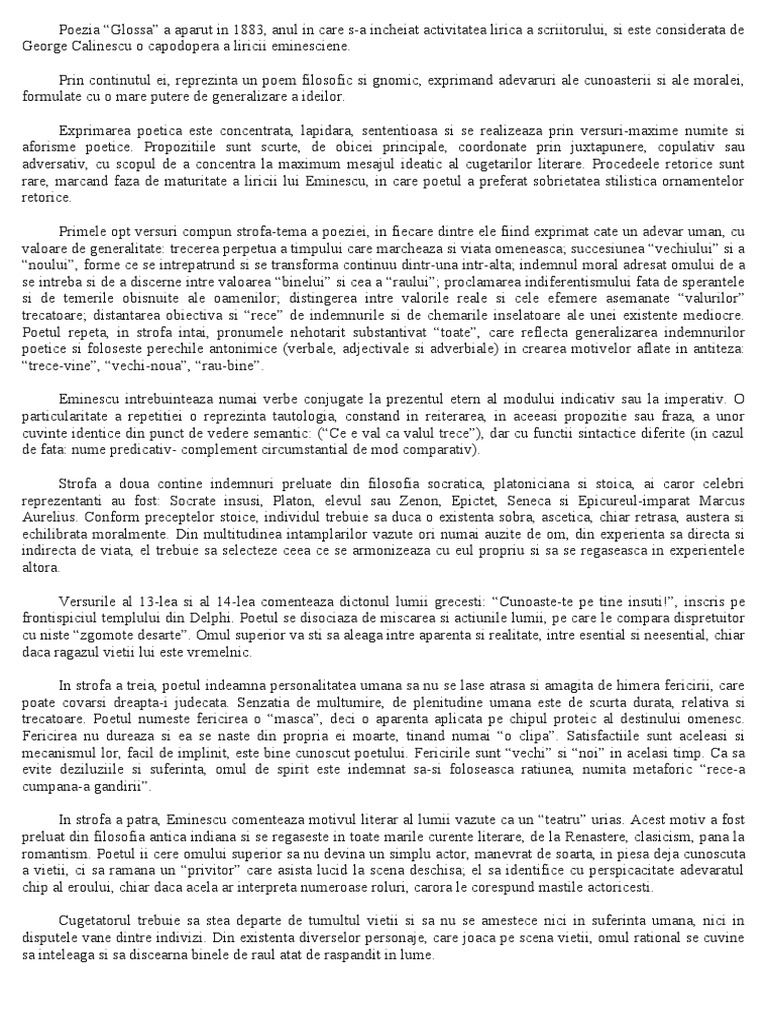 Glossa de Mihai Eminescu | PDF