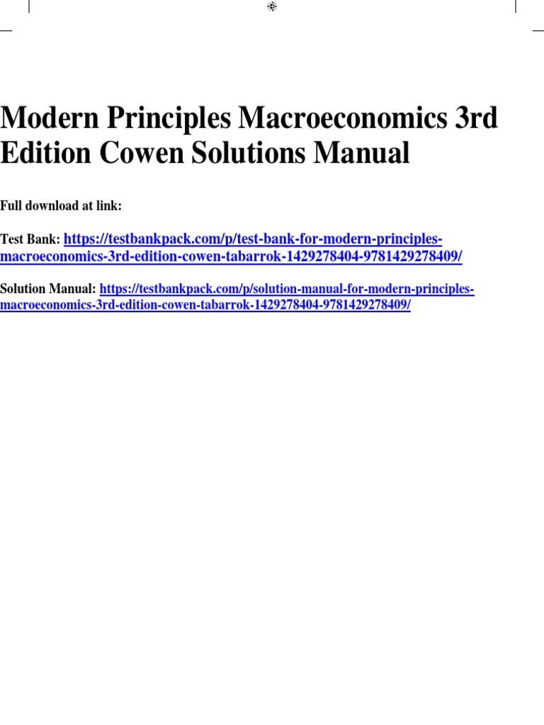 Modern Principles Macroeconomics 3rd Edition Cowen Solutions Manual ...