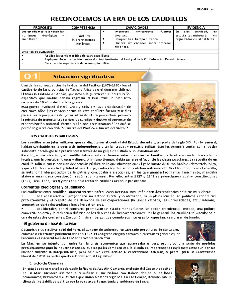 4to Sec La Era Del Caudillismo - 103219 | PDF