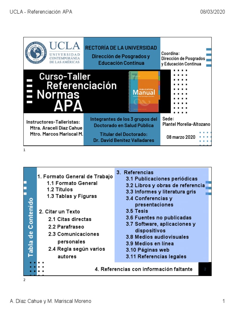 Curso Taller 1 | PDF | Estilo apa