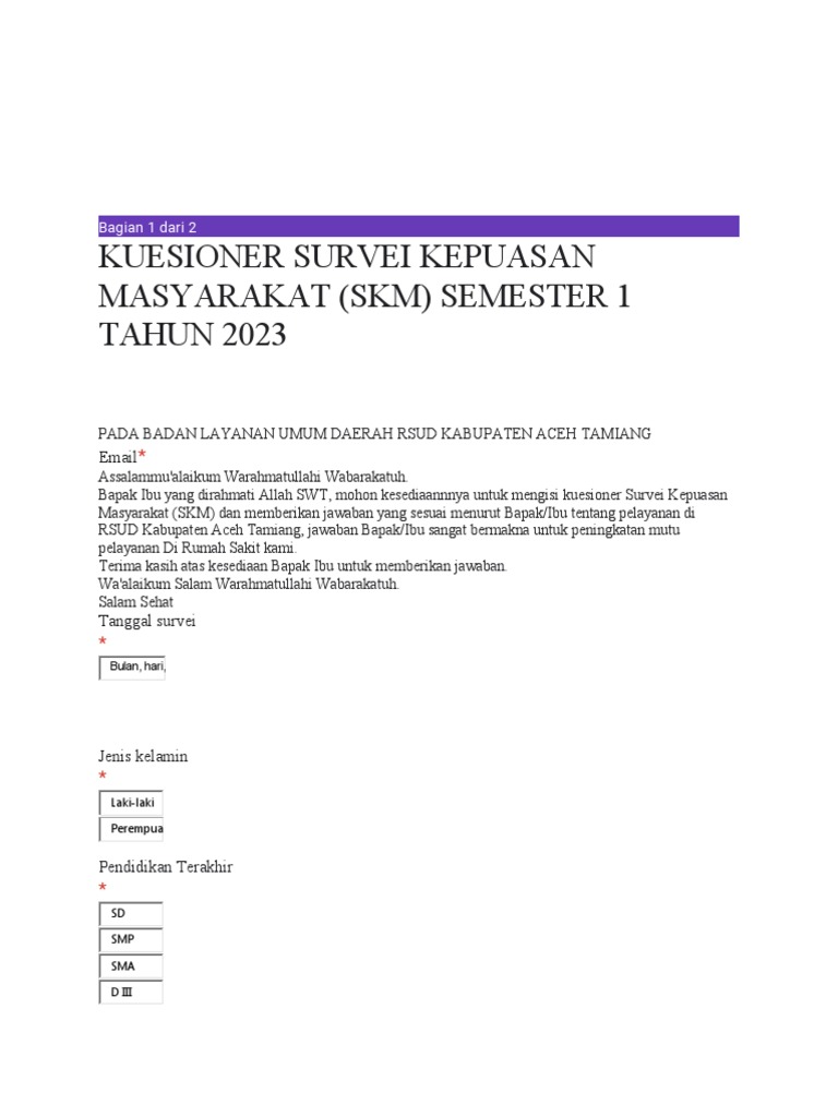 Kuesioner SKM 2023 | PDF