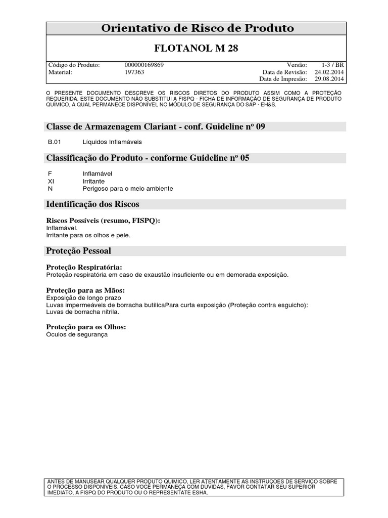 FISPQ Flotanol M 28 | PDF