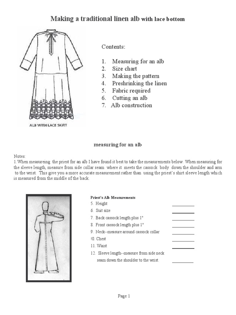 Traditional Linen Alb With Lace Bottom Sewing Pattern | PDF