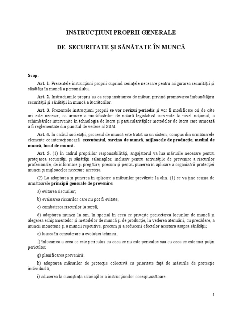 Instructiuni Proprii Generale | PDF