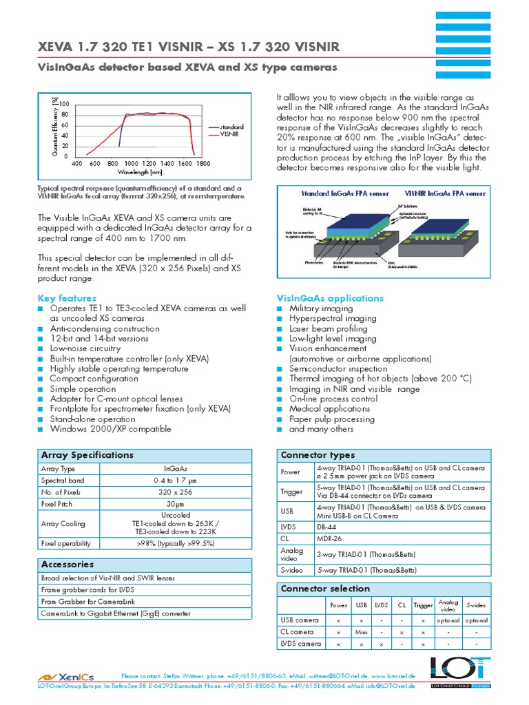 Xenics XEVAS 320 FPA IR Camera Datasheet | PDF