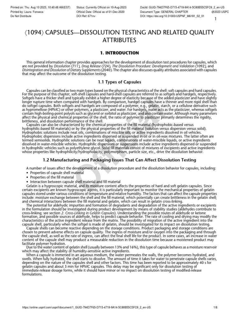 Capsule Dissolution Testing Guidelines | PDF | Pharmaceutical ...