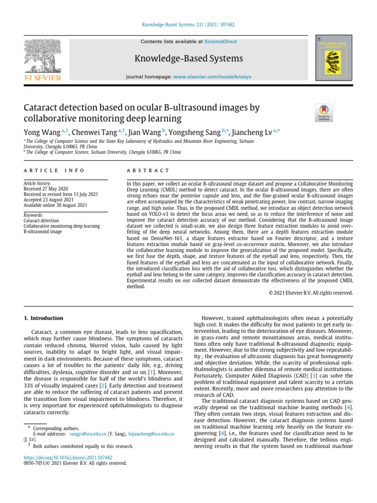 Cataract Detection Based On Ocular B Ultrasound Images By Collaborative Monitoring Deep Learning