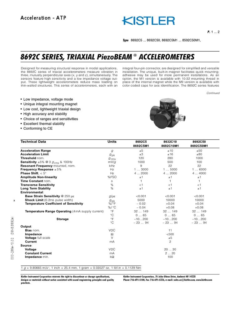 Kistler Model 8692C Datasheet | PDF