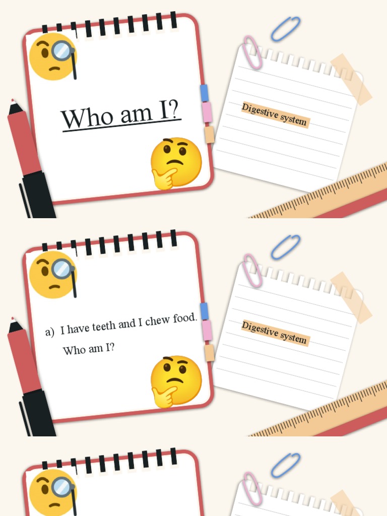 Who Am I - Digestive System Game | PDF