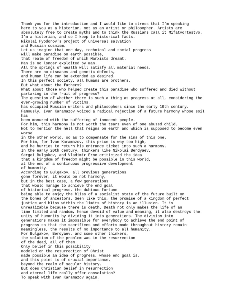 Fyodorov's Vision of Universal Resurrection | PDF | Resurrection Of ...