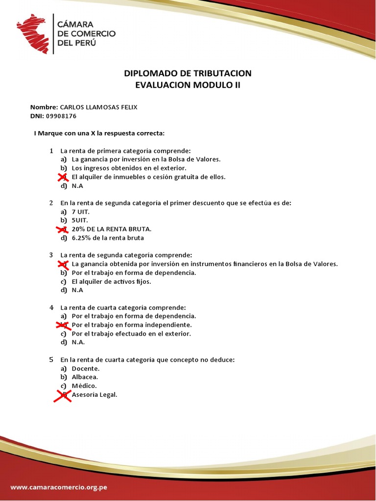 Mod Ii Evaluacion Tributacion Empresarial | PDF | Impuestos | Impuesto ...