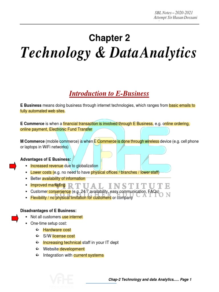 CHP 2 - Technology - Data Analytics | Download Free PDF | Electronic Business | Cloud Computing