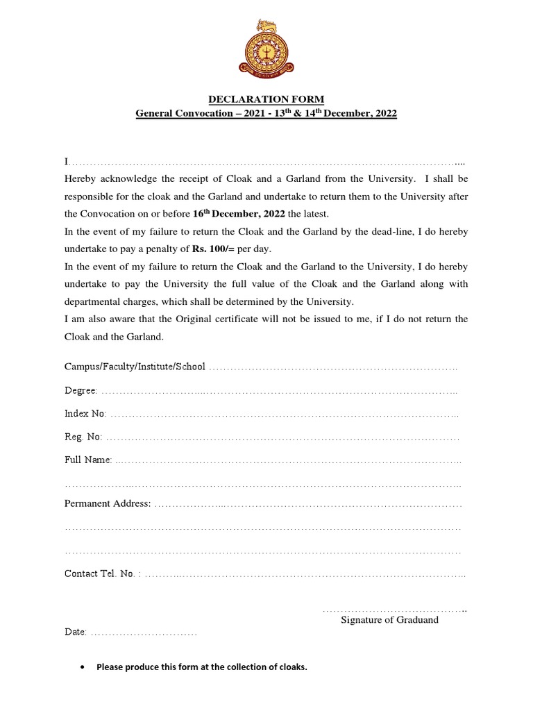 Declaration Form Ug 2021 | PDF