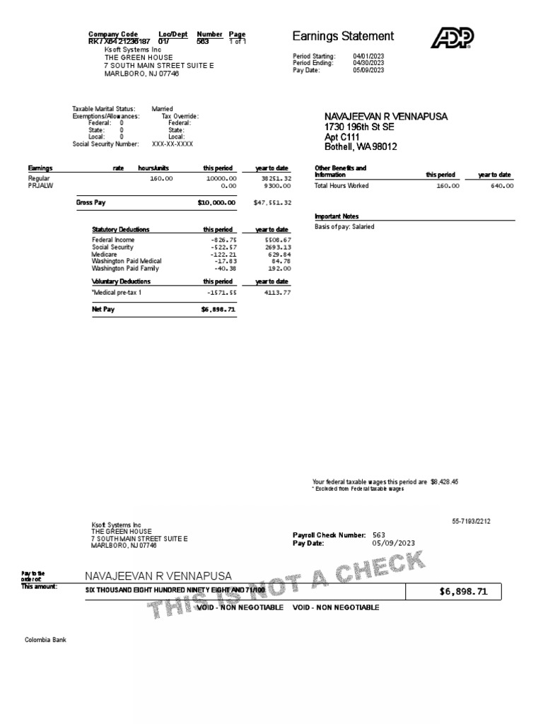 Pay Statement Data | PDF