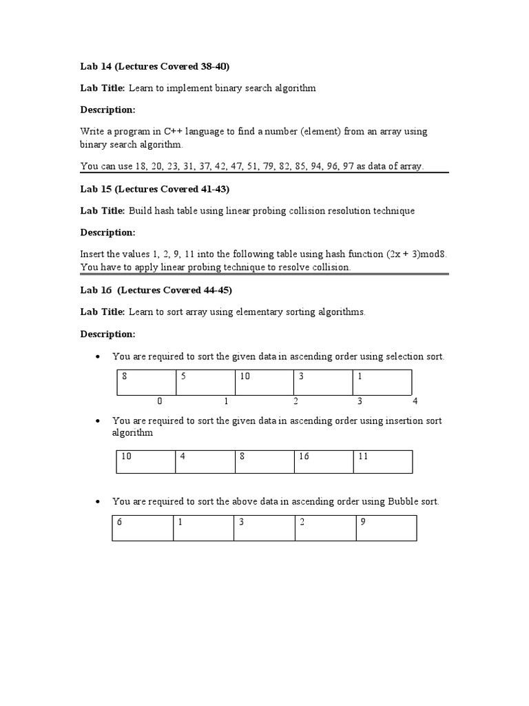 C++ Binary Search, Hash Tables, Sorting | PDF