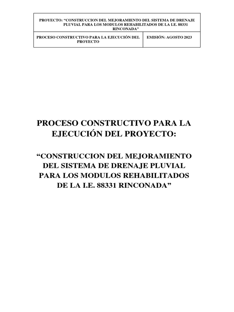 Mejora del Drenaje Pluvial en I.E. 88331 | PDF | Seguridad y salud ...