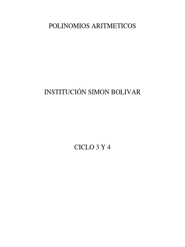 Polinomios Aritméticos: Ejemplos y Ejercicios | PDF