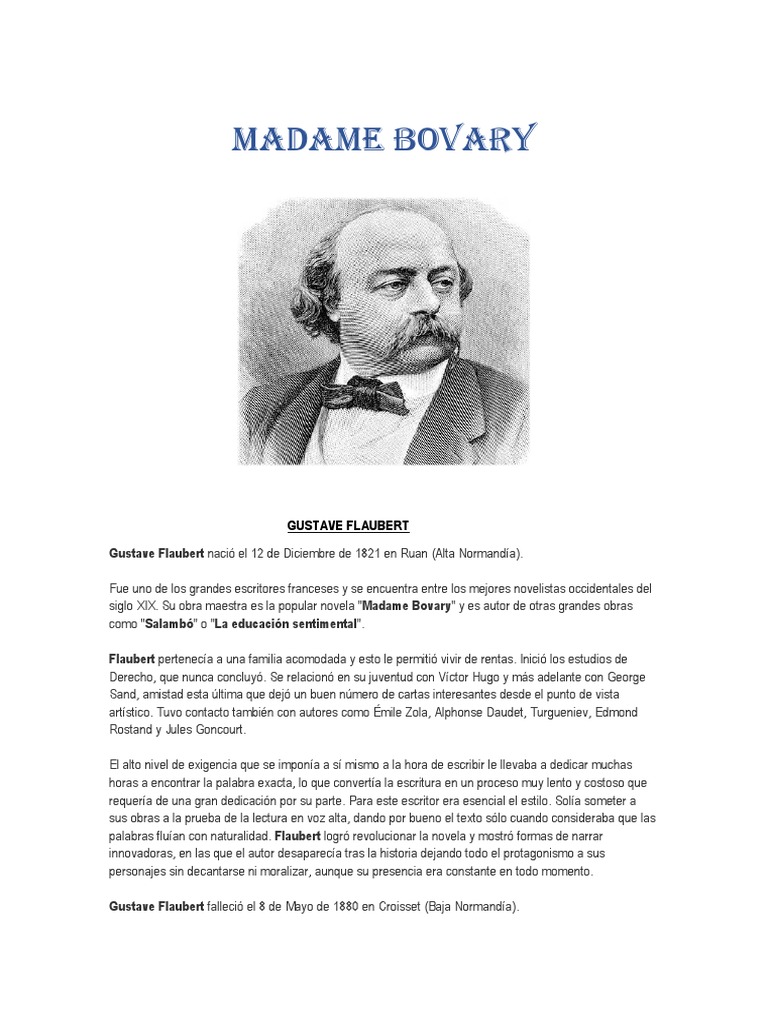 Bovary Resumen | PDF | Gustave Flaubert