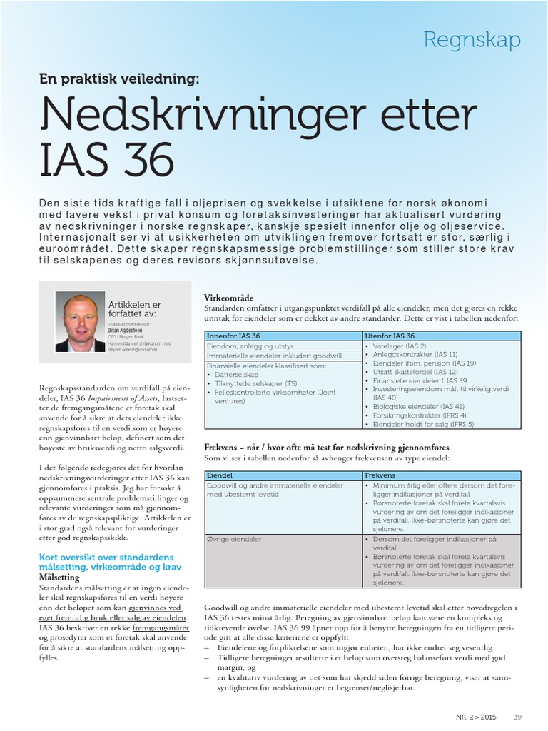 Artikkel Revisjon Og Regnskap IAS 36 | PDF