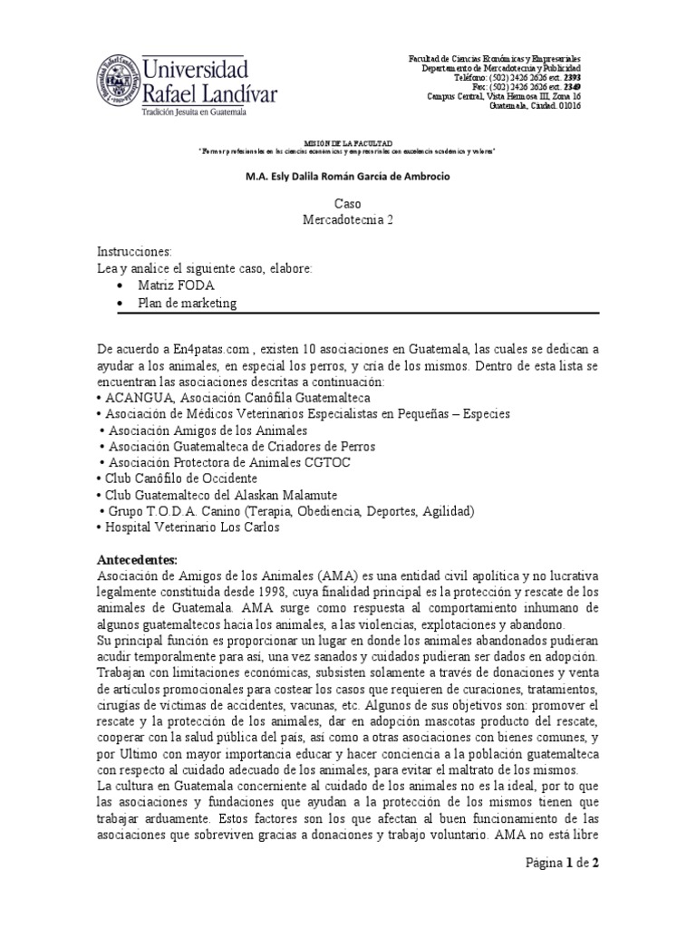 Caso Ama, Plan de MKT | PDF | Guatemala
