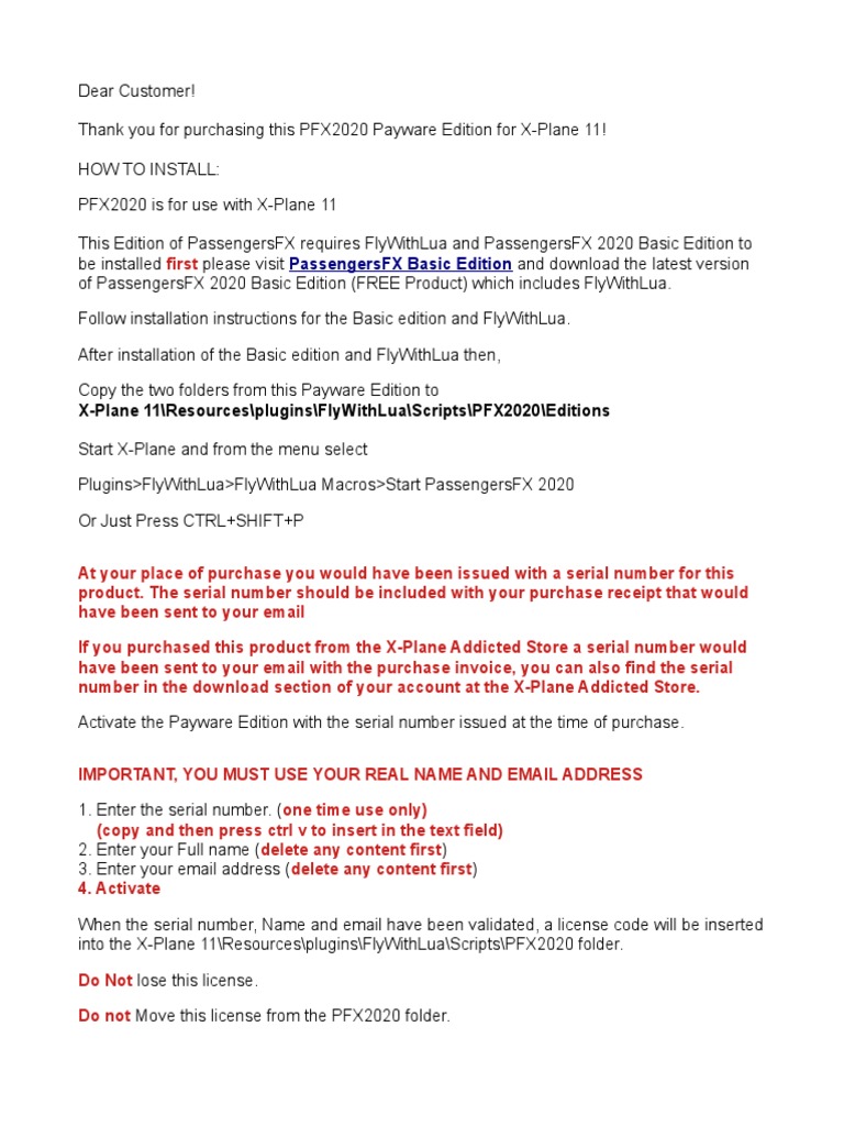 Payware Edition Installation | PDF