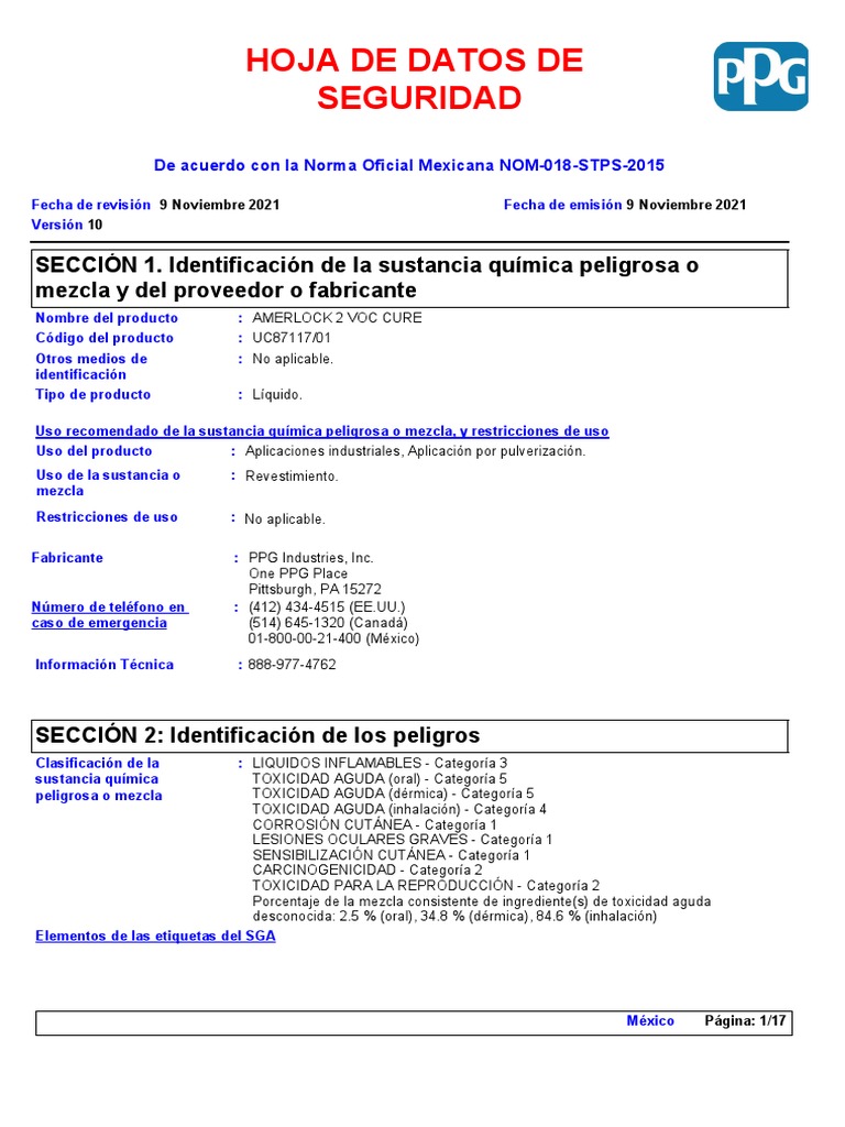 Ficha Seg Amerlock 2 Cure PPG | PDF