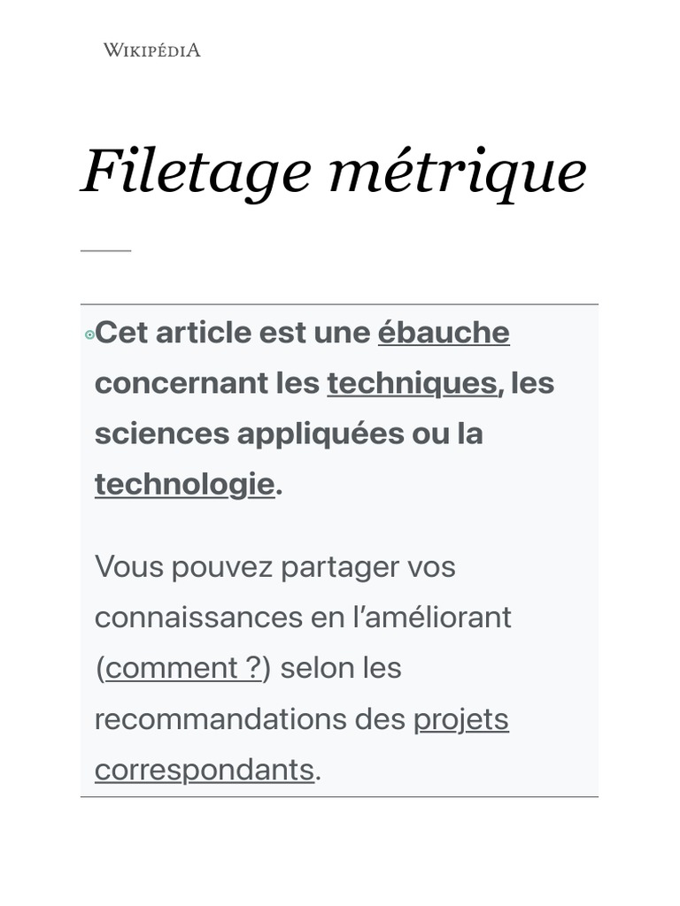 Normes du filetage métrique ISO | PDF | Métallurgie | Usinage