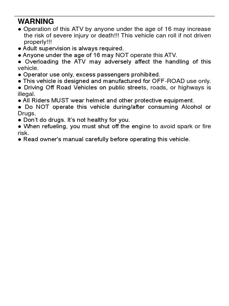 ODES ATV1000 800 650 Users Operation Manual | PDF | Trailer (Vehicle) | Brake