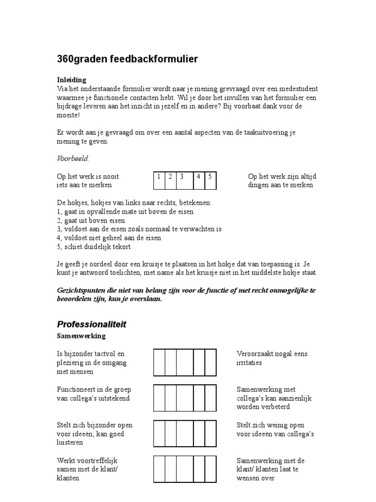 360graden Feedbackformulier | PDF