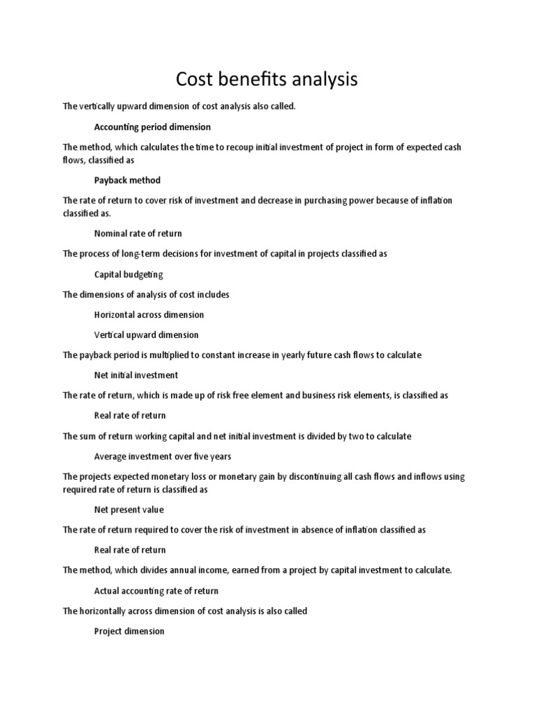 Cost Benefits Analysis | PDF