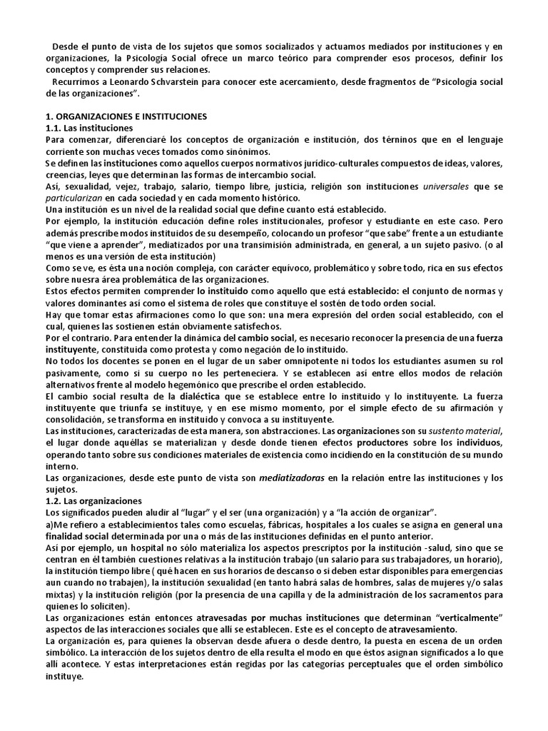 Instituciones y Organizaciones 1 | PDF | Crecimiento personal y profesional