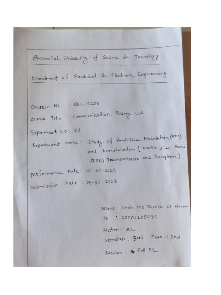 EEE 3208 Exp-1 | PDF | Detector (Radio) | Modulation