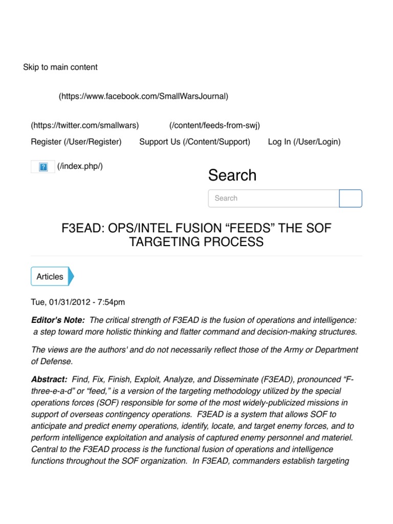 F3EAD Targeting Methodology Explained | PDF