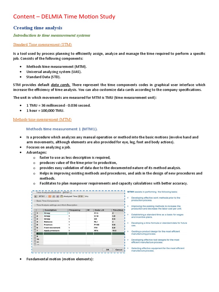 Content - DELMIA - Time Motion Study Essentials | PDF