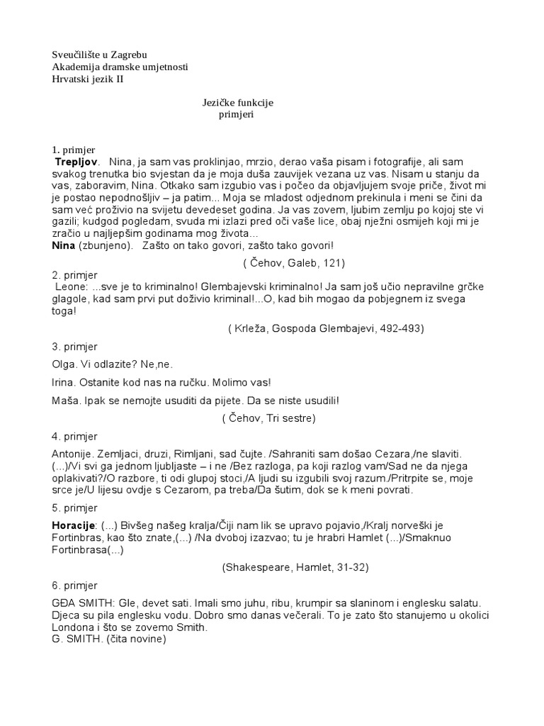 jezičke funkcije primjeri | PDF