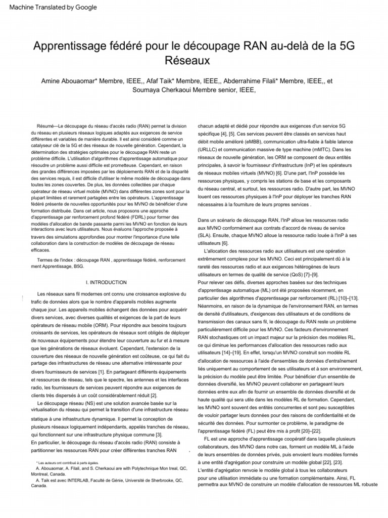 Federated Learning For RAN Slicing in Beyond 5G Ne | PDF