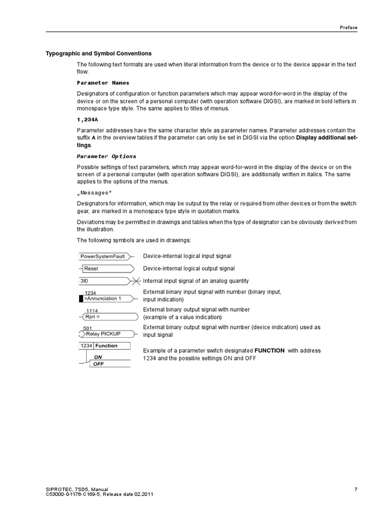 7SD5xx - Manual - A5 - V047001 - en (Line Differential Relay) - 7 | PDF | Parameter (Computer ...