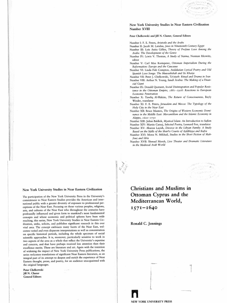 Ronald C. Jennings - Christians and Muslims in Ottoman Cyprus and The ...