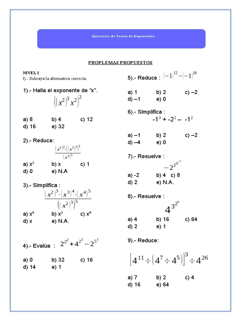 Teoria de Exponentes | PDF