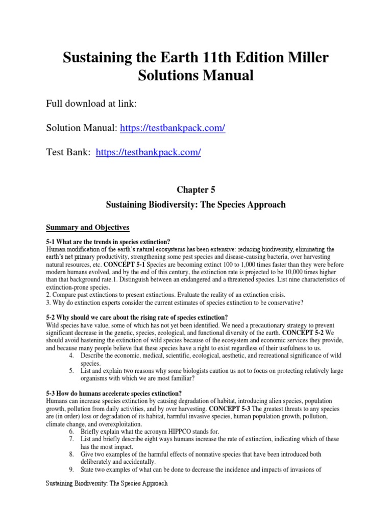 Sustaining The Earth 11th Edition Miller Solutions Manual 1 | PDF
