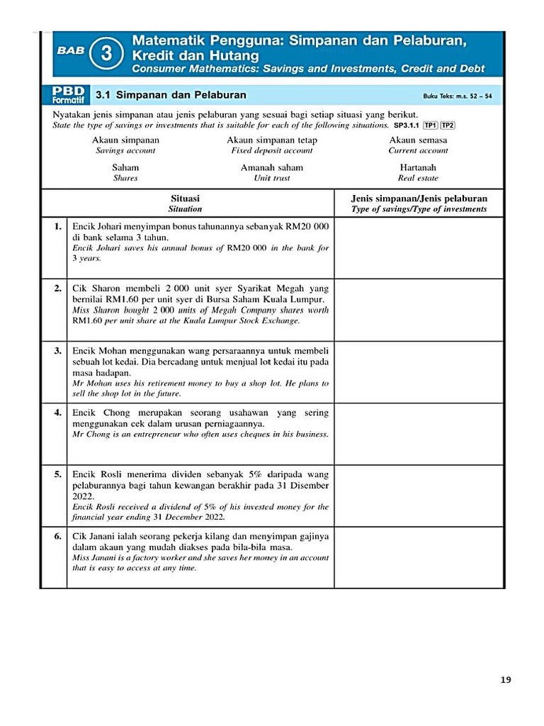 Latihan Bab 3 Matematik Tingkatan 3 | PDF