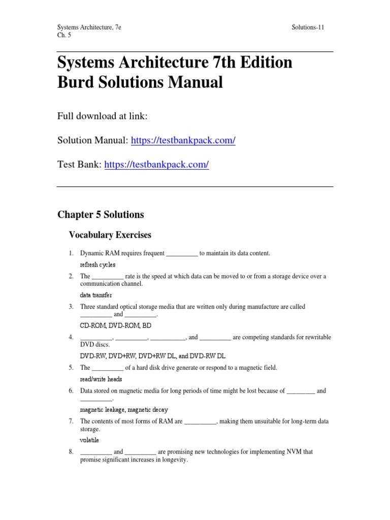 Systems Architecture 7th Edition Burd Solutions Manual 1 | PDF | Random ...
