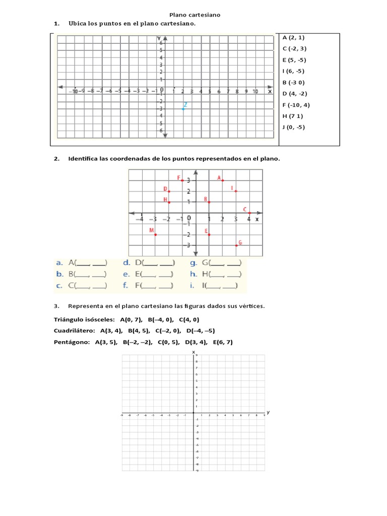 Guía Plano Cartesiano | PDF