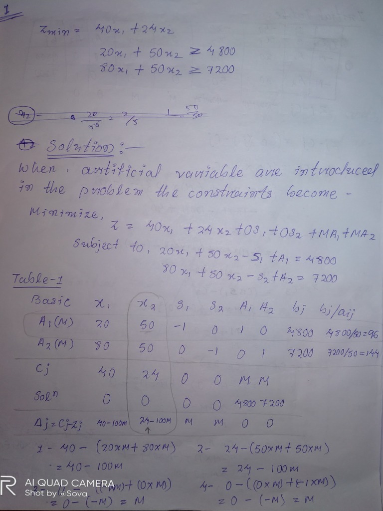 BIG M Method Solution | PDF BIG M Method Solution | PDF