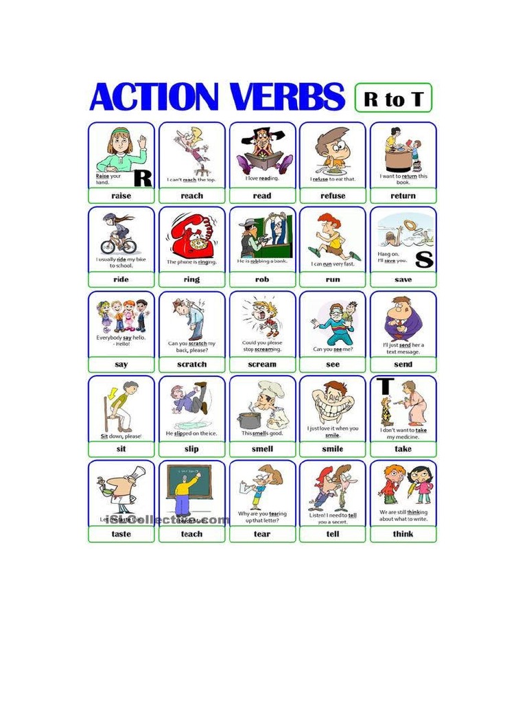 Action Verbs (Pictures) | PDF