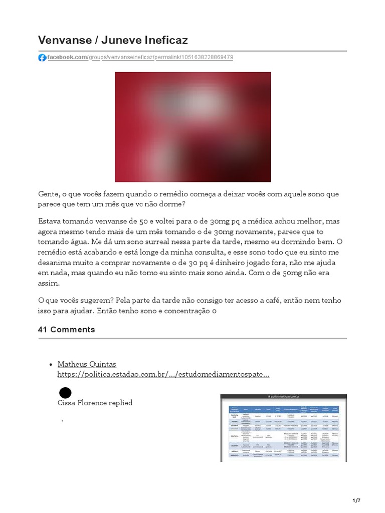 Venvanse Juneve Ineficaz | PDF | Insônia | Medicina Clínica