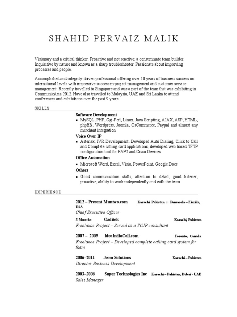 Shahid Pervaiz Malik: Skills | PDF | Computing | Software