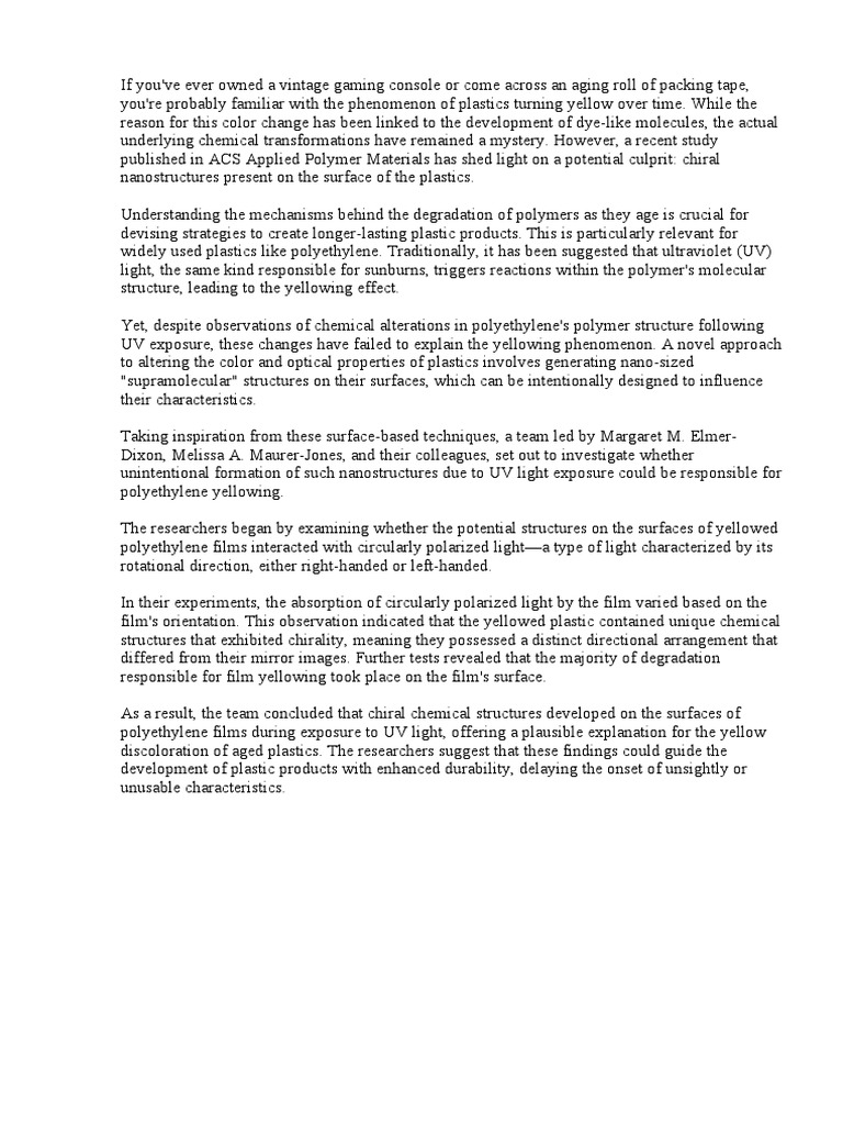 17) Unveiling the Causes of Plastics' Yellowing Through Illumination ...