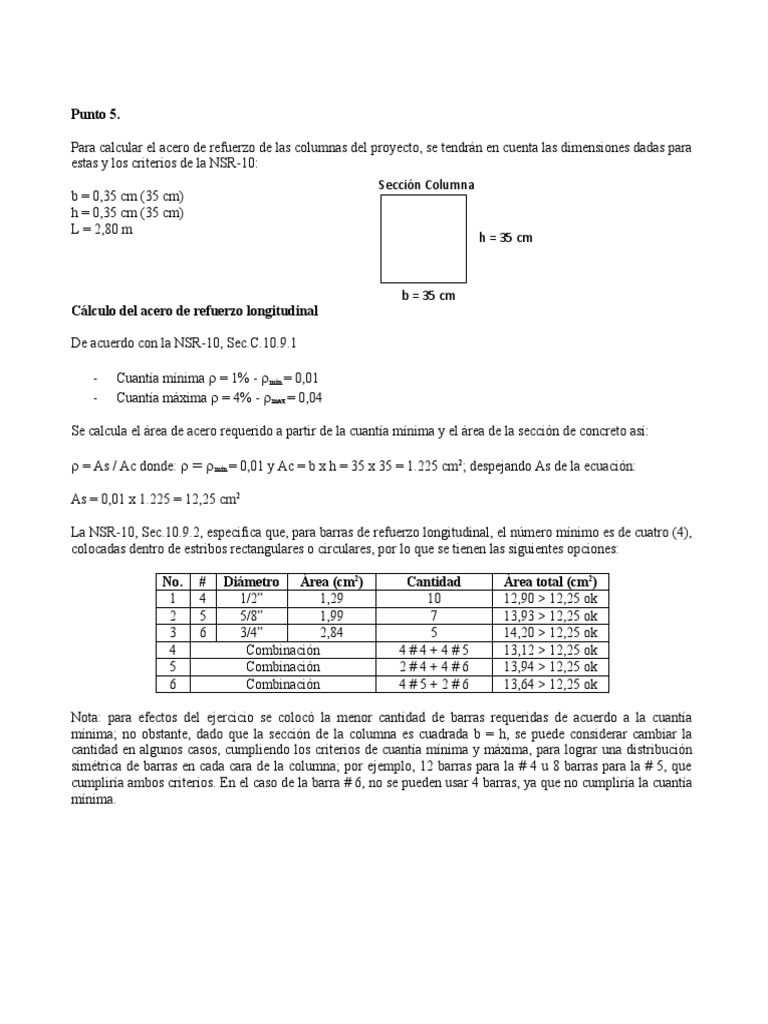 Cálculo de Acero en Columnas según NSR-10 | PDF